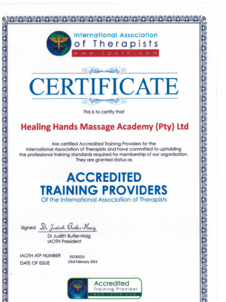 IAOTH Accreditation Certificate | PDF
