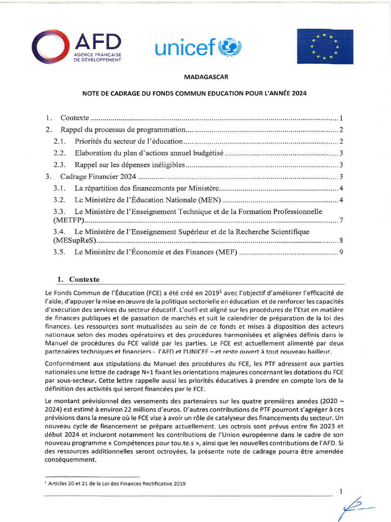 Note Cadrage FCE2024 | PDF