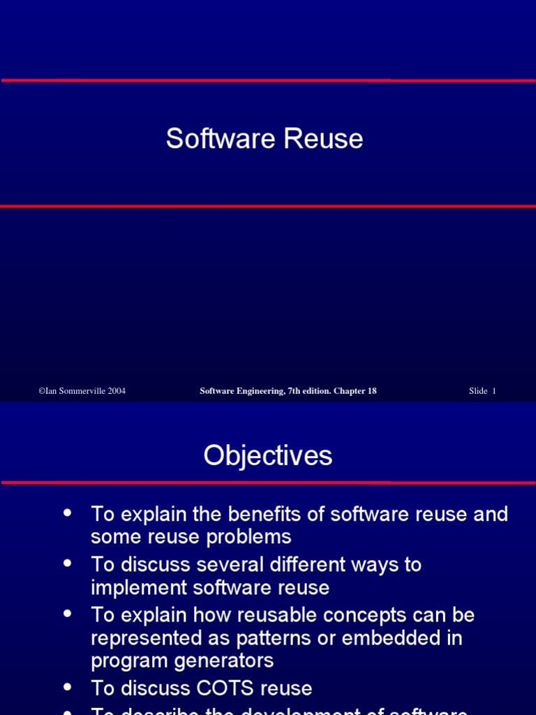 Software Reuse: ©ian Sommerville 2004 Slide 1 | PDF