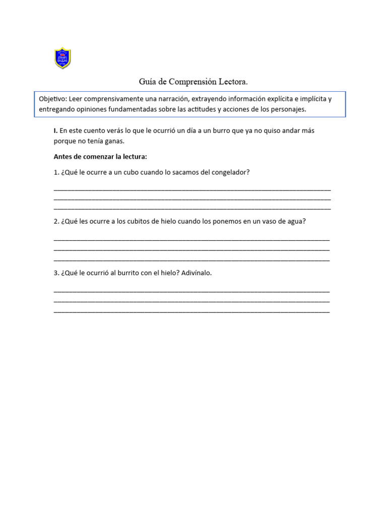 Comprensión Lectora: El Asno y el Hielo | PDF | Ficción general