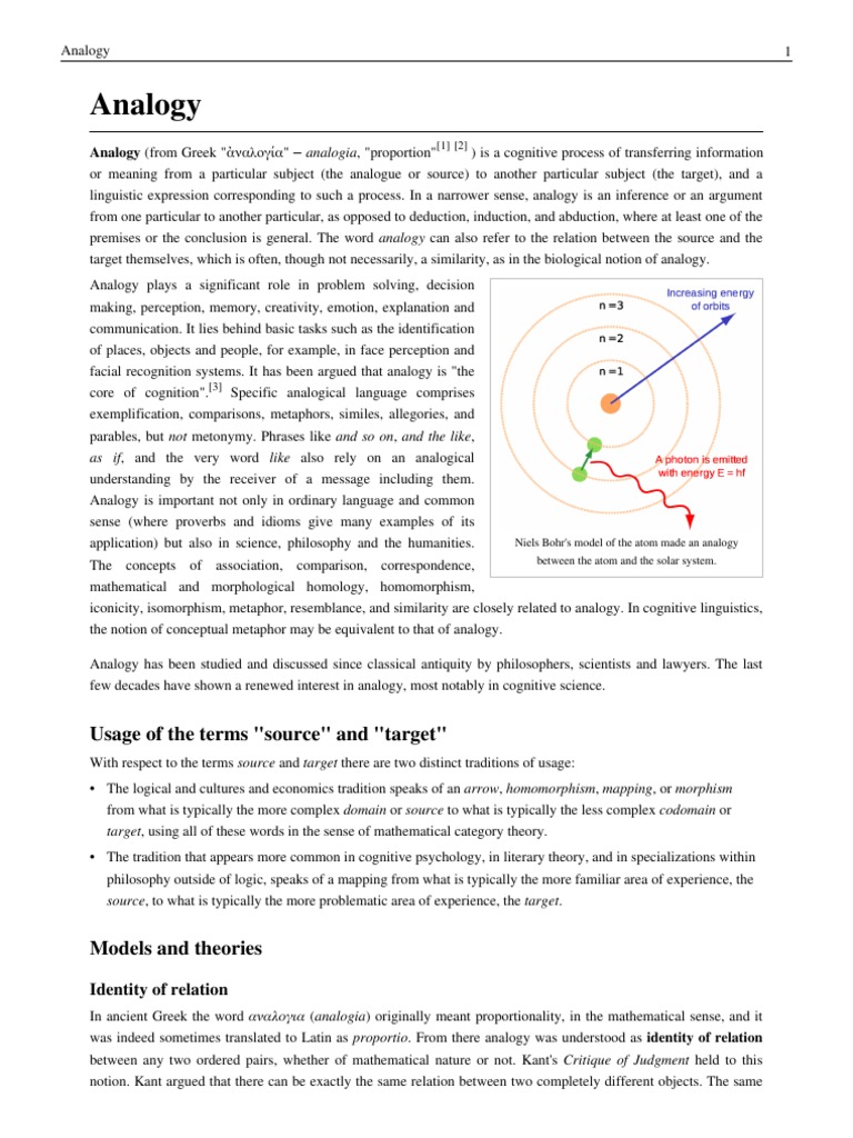 Analogy: Usage of The Terms "Source" and "Target" | PDF | Analogy ...
