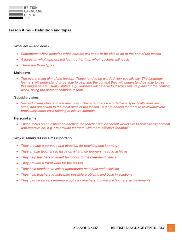 Learning Aims - Definition and Types | PDF