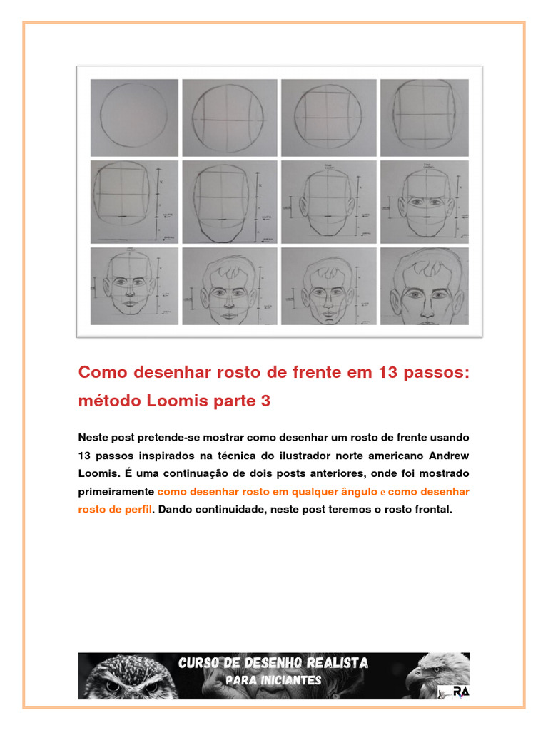 Como Desenhar Rosto Tutorial Metodo Loomis Parte 3 Pdf Círculo