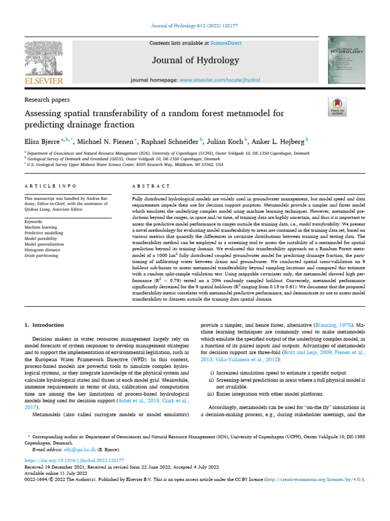 Bjerre Et Al. - 2022 - Assessing Spatial Transferability of A Random Fore | PDF | Cross ...
