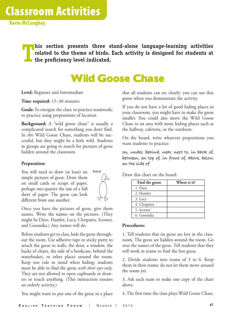 Classroom - Activities Ideas ? | Download Free PDF | Goose | Classroom