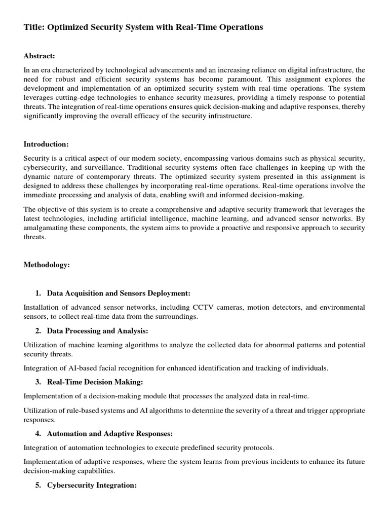 Optimized Security System With Real-Time Operations | PDF | Security | Computer Security