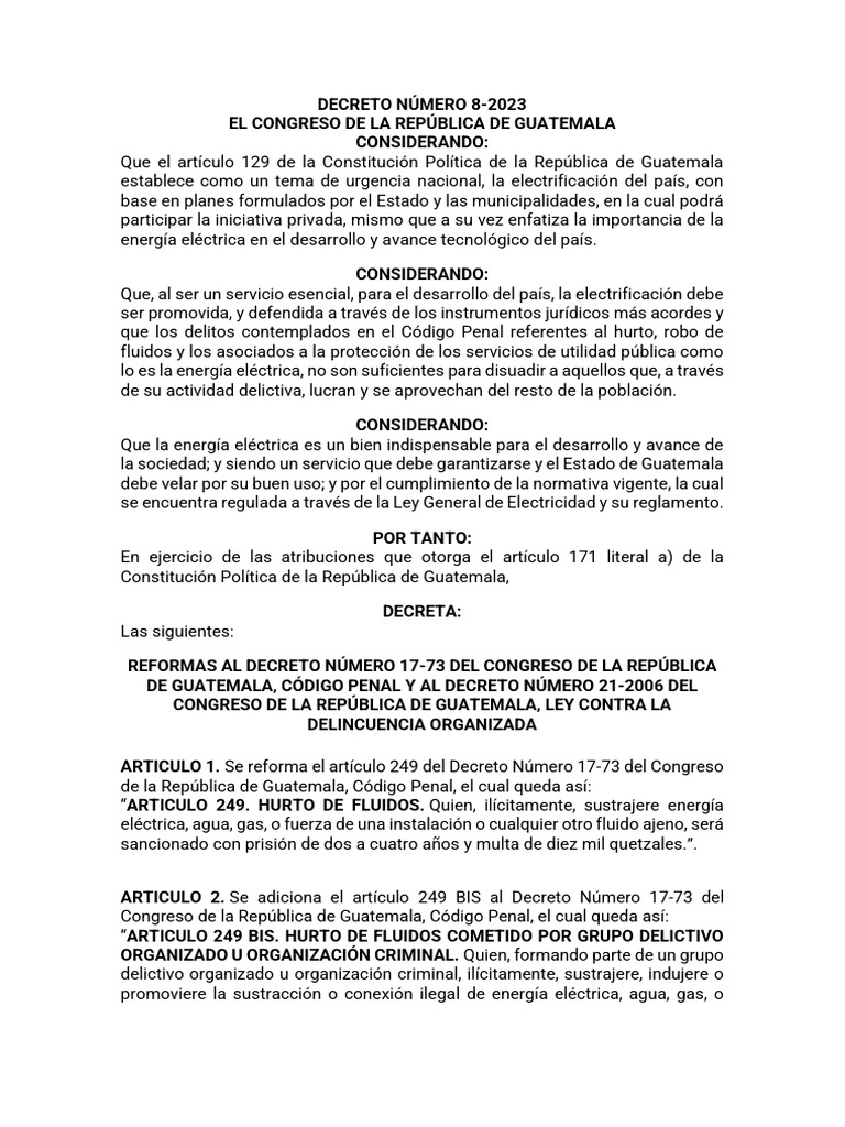 Decreto Número 8-2023 | PDF Decreto Número 8-2023 | PDF