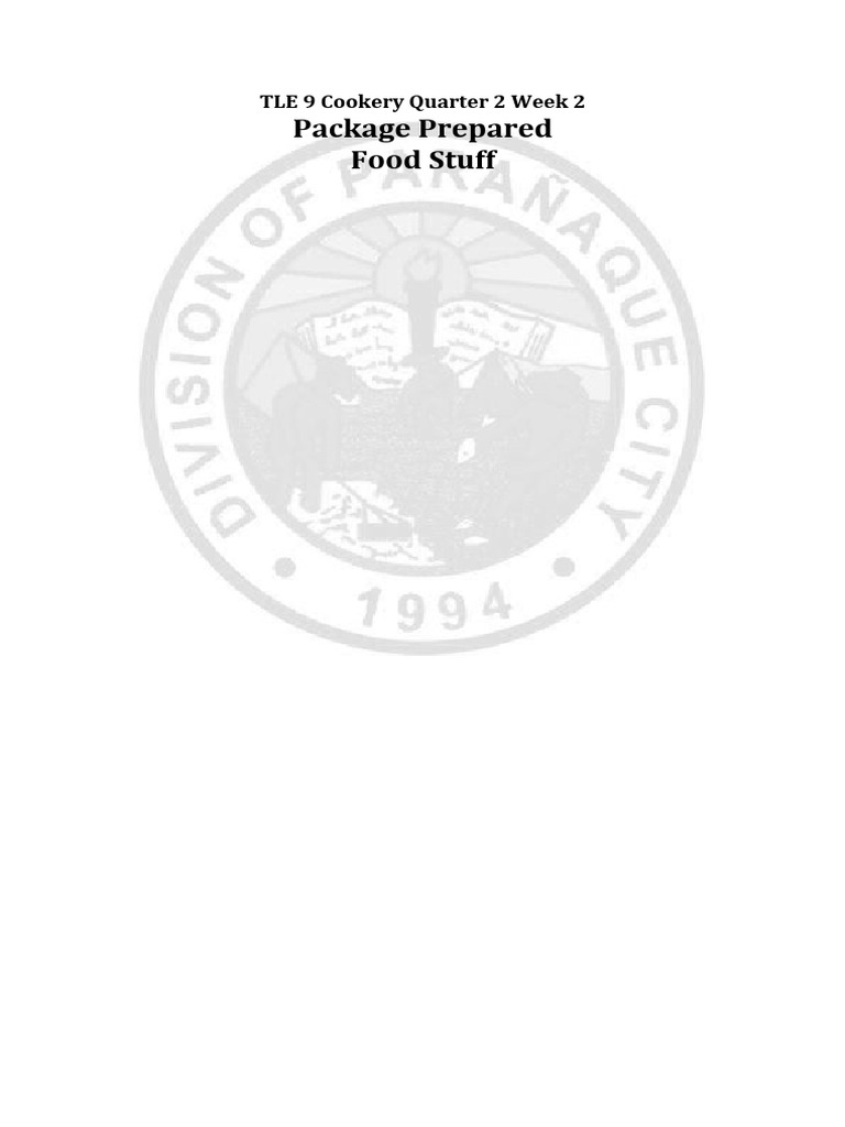 TLE 9 CookerY2 | PDF | Packaging And Labeling | Foods