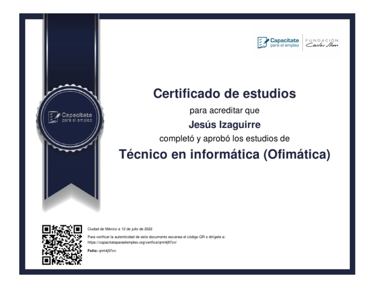 Certificado Tecnco en Informatica | PDF
