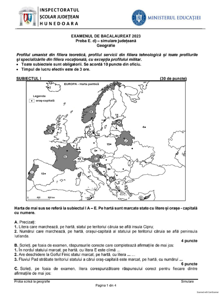 Geografie Bac Simulare Jud 2023 | PDF