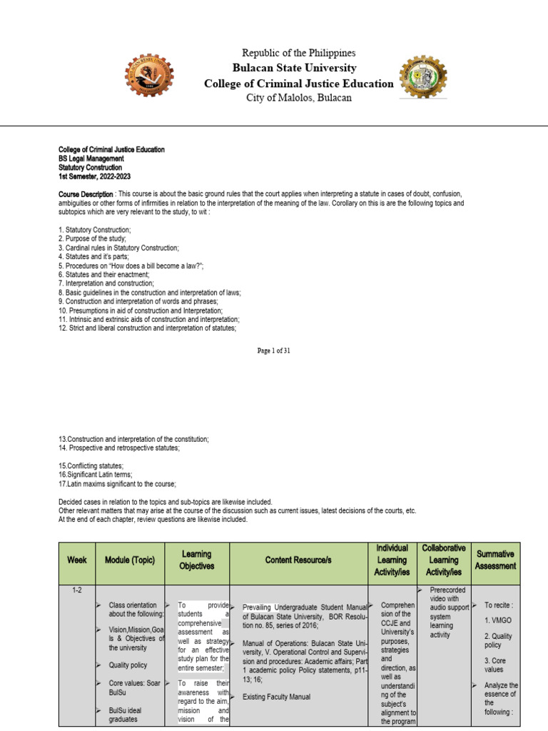 Finalnewhorizontal Syllabus Finalspocbpy | PDF | Statutory ...