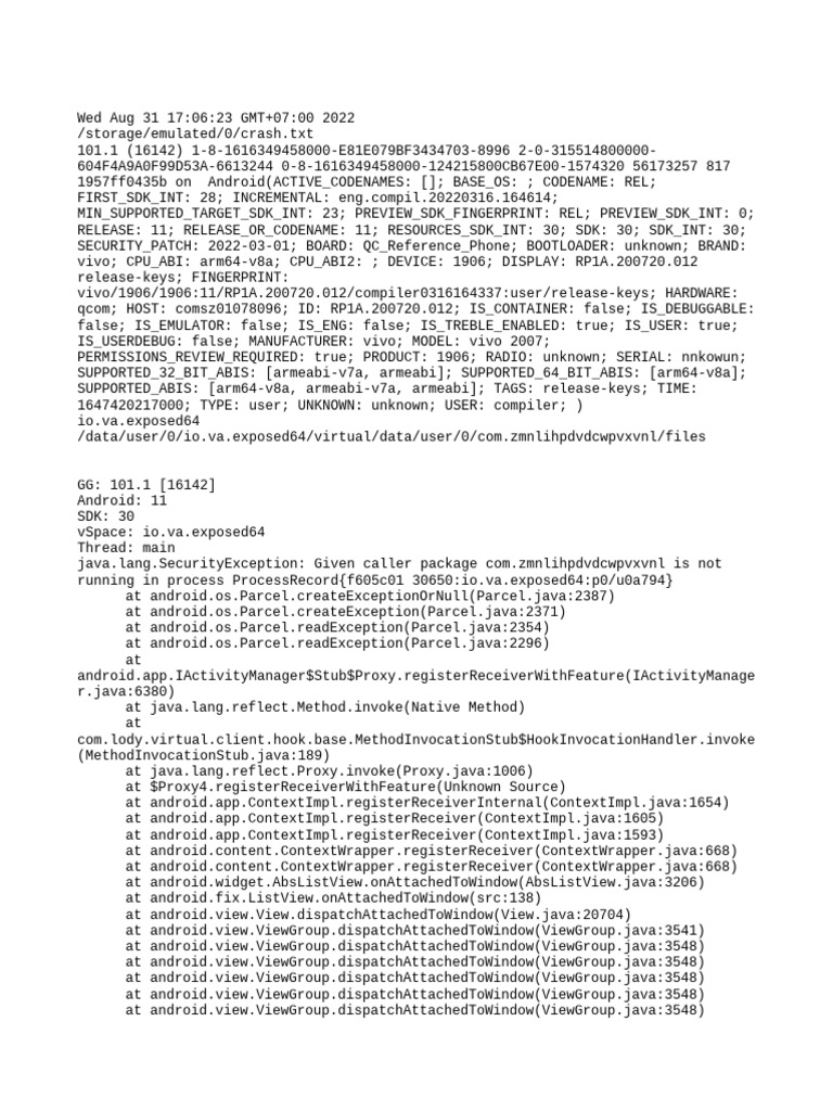 Crash | PDF | Java (Programming Language) | Mobile Software