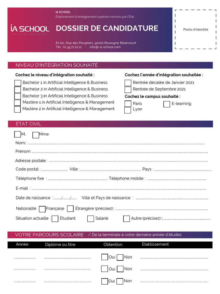 Dossier de Candidature Interactif Old | PDF | Évolution de carrière ...