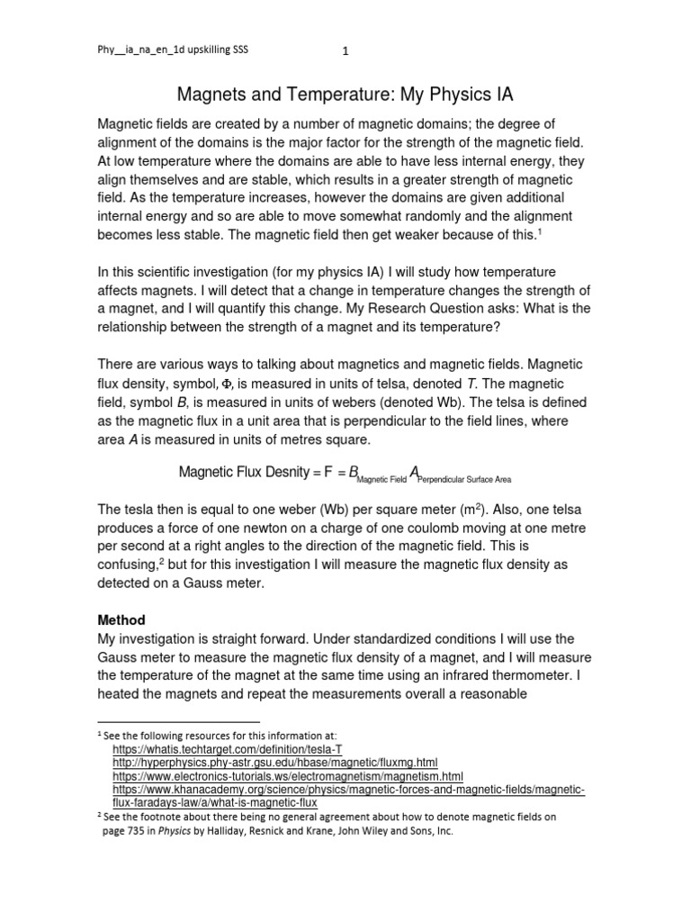 Effect of Temperature on Magnet Strength | PDF | Temperature | Thermometer