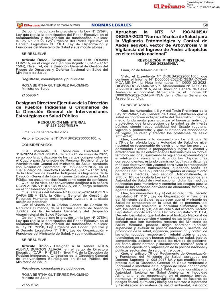 NTS Minsa Vigilancia Entomologica | PDF | Ministerio (Departamento de Gobierno) | Salud Ambiental