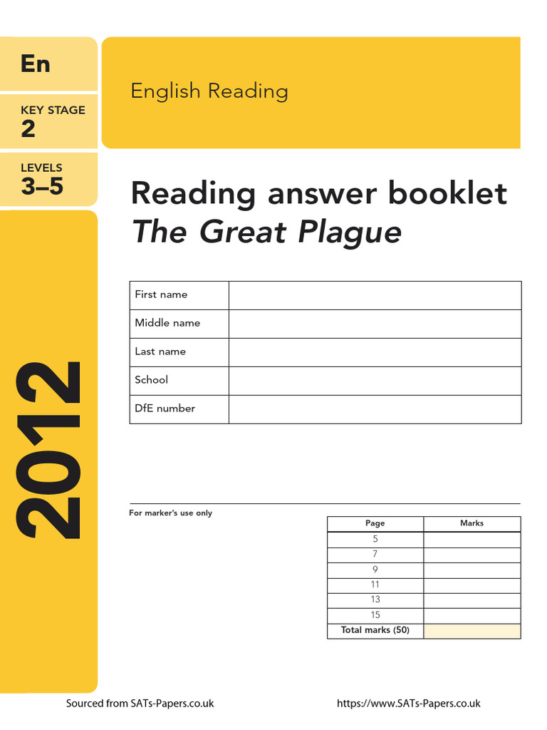 ks2 English 2012 Reading Answer Booklet | PDF | Question | Tobacco