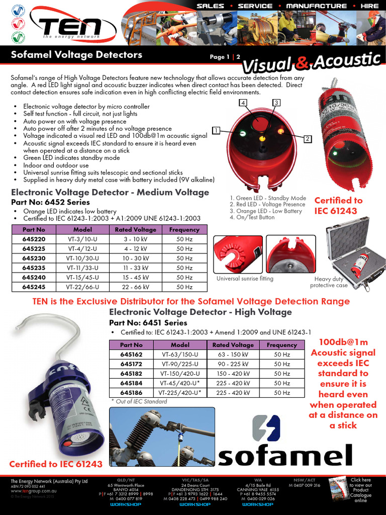 TEN Group - Sofamel Voltage Detector Range | PDF | Voltage | Detector (Radio)