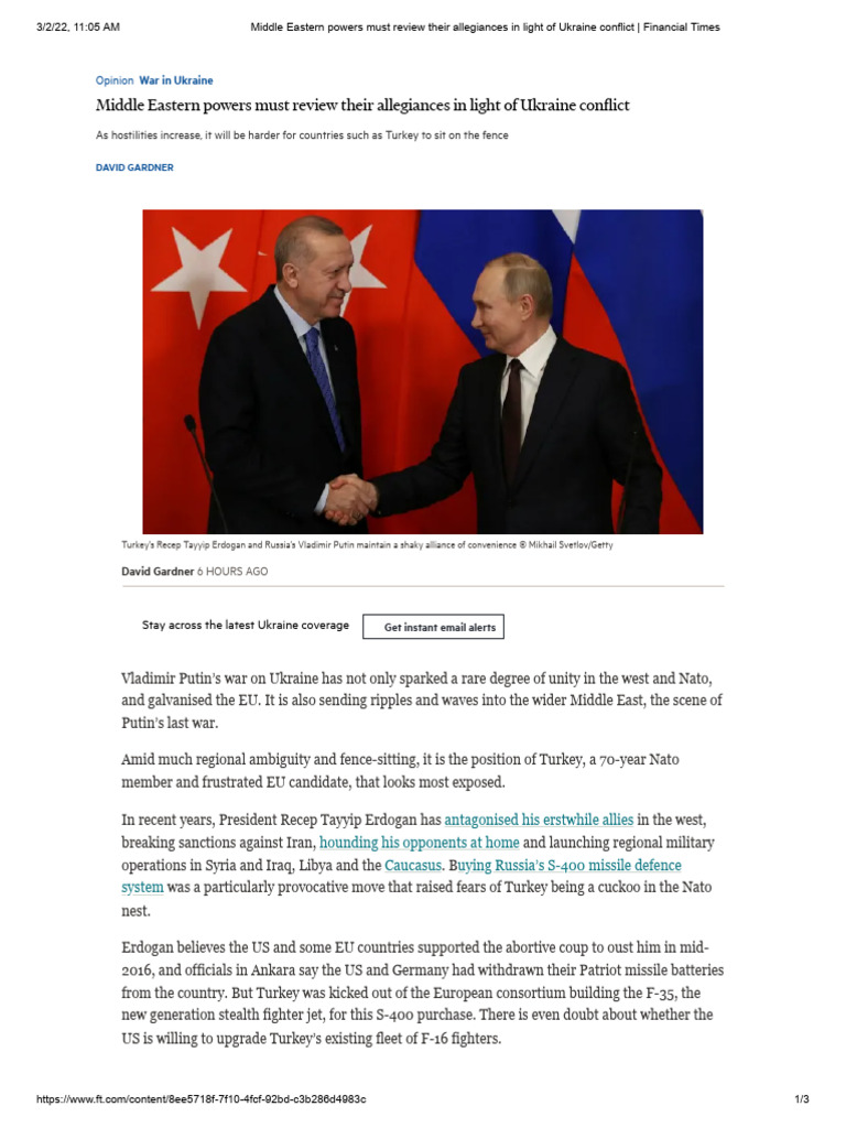 Middle Eastern Powers Must Review Their Allegiances in Light of Ukraine ...