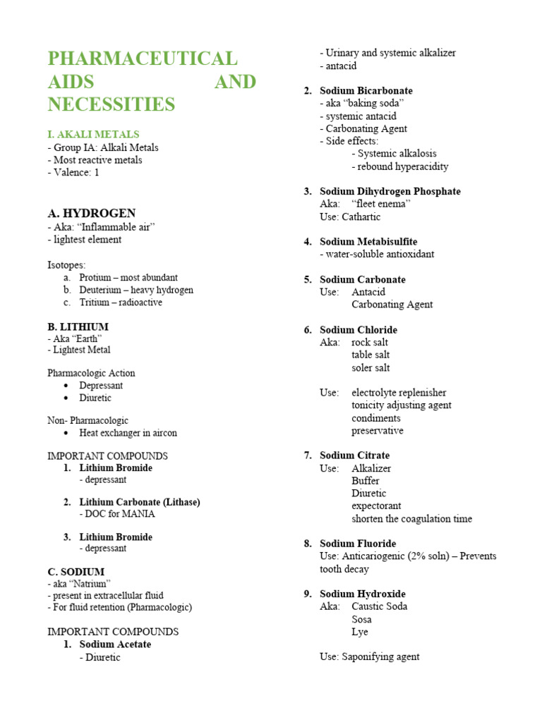 Pharmaceutical Aids and Necessities | PDF | Magnesium | Calcium