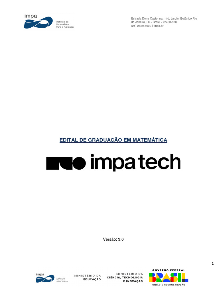 IMPA 2024 Math Degree Admissions | PDF