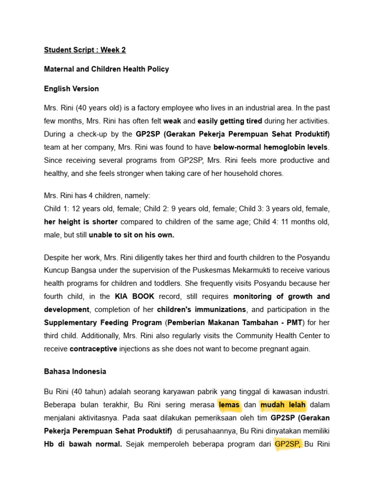 Student Script Week 2 | PDF | Family | Childhood