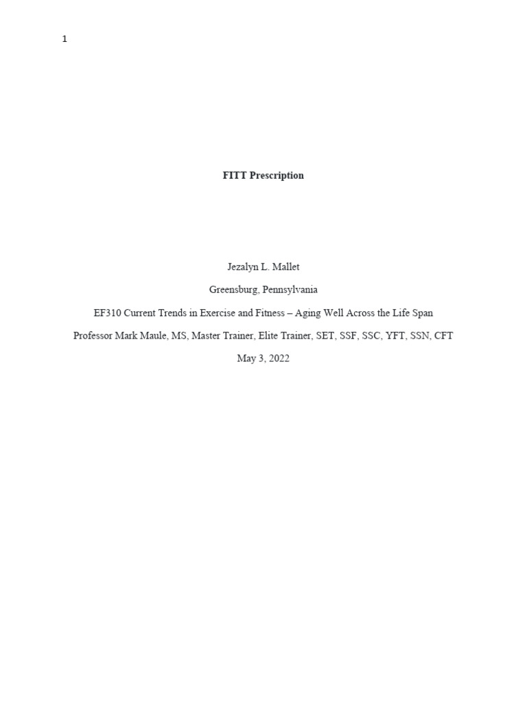 Ef310 - Unit 8 Assignment - Jezalyn Mallet | Download Free PDF | Weight Training | Physical Fitness