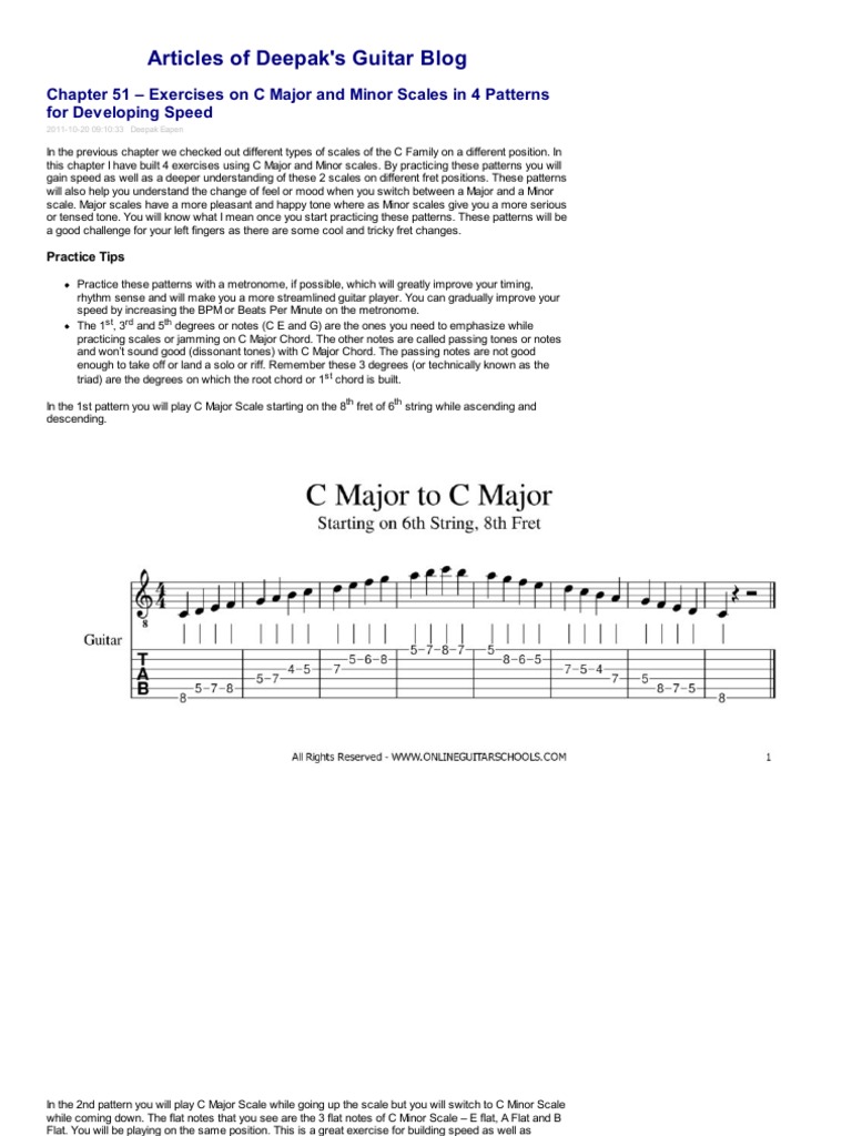 C Major and Minor Scale Exercises | PDF | Scale (Music) | Chord (Music)