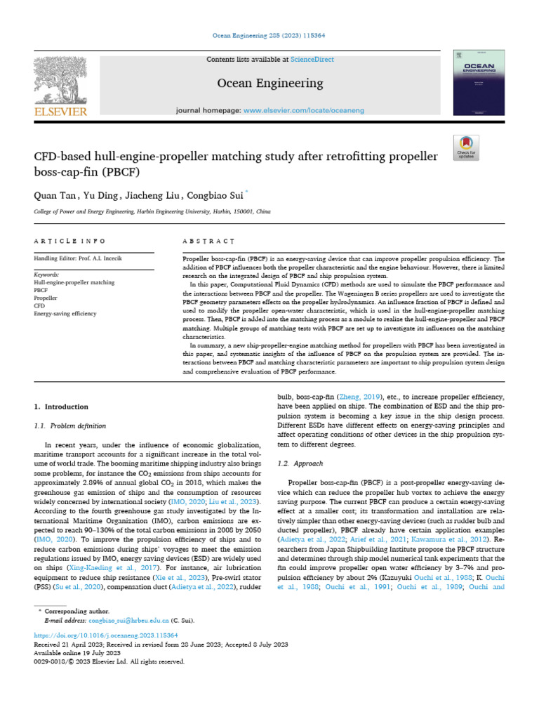 2023 - CFD-based Hull-Engine-propeller Matching Study After ...
