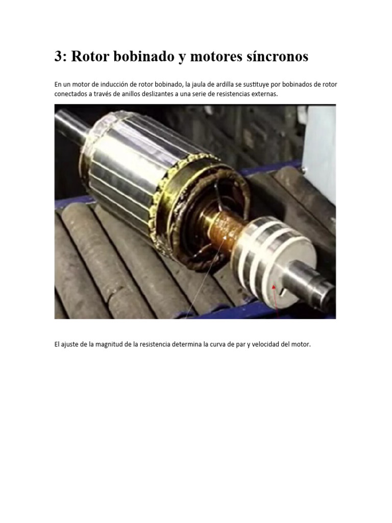 1.4 Rotor bobinado y motores síncronos | PDF | Motor eléctrico | Corriente eléctrica