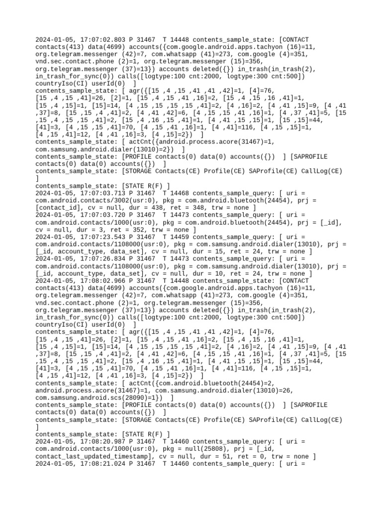 Android Contacts Data Log Analysis | PDF | Computing | Information And Communications Technology
