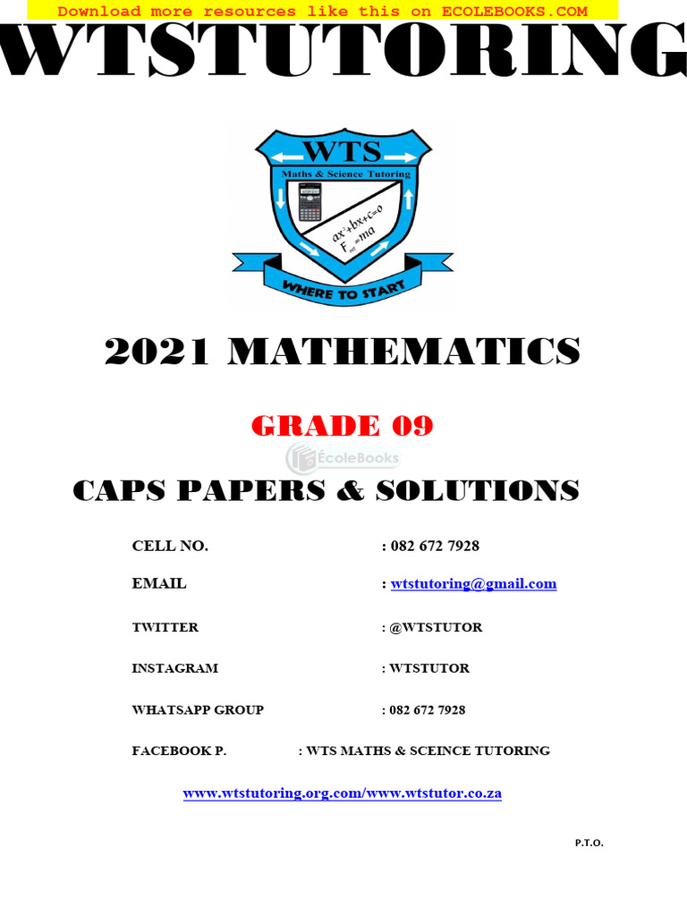 Grade 9 Maths Papers & Solutions PDF | PDF | Speed | Mathematics
