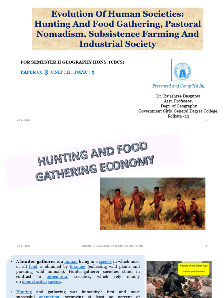 Sem2 Geog CBCS CC3 Unit-Ii Topic5 Evolution of Societies | PDF | Hunter Gatherer | Pastoralism