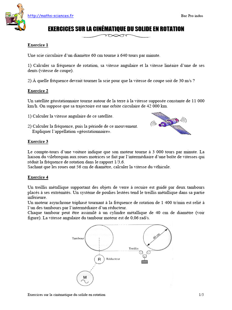 Exercices de cinématique en rotation | PDF | Mouvement de rotation ...