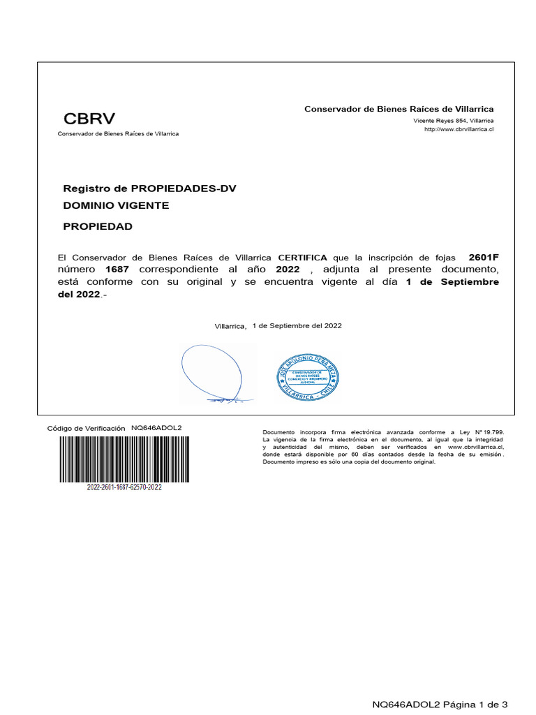Certificado DV 2022 2601 1687 62570 2022 | PDF