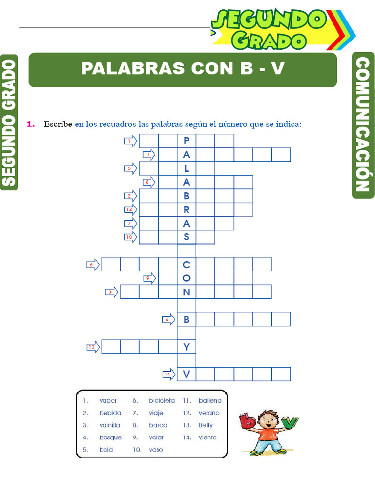 Palabras Con B y V para Segundo Grado de Primaria | PDF