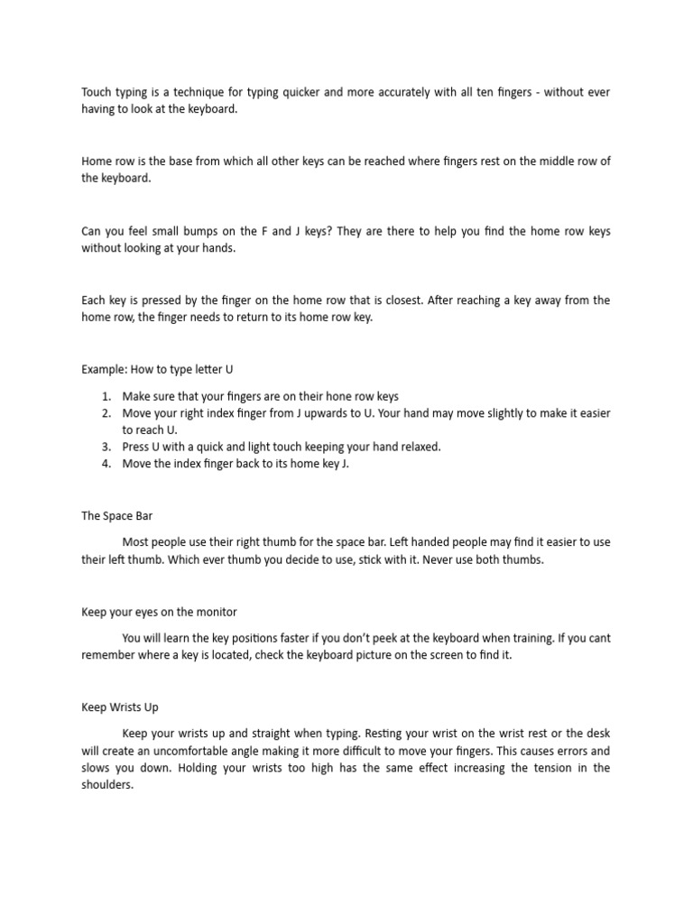 Touch typing | PDF | Text | Input/Output