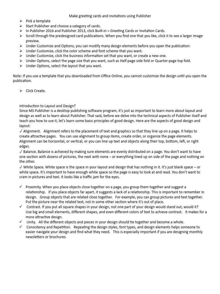 Make Greeting Cards and Invitations Using Publisher | PDF | Page Layout ...