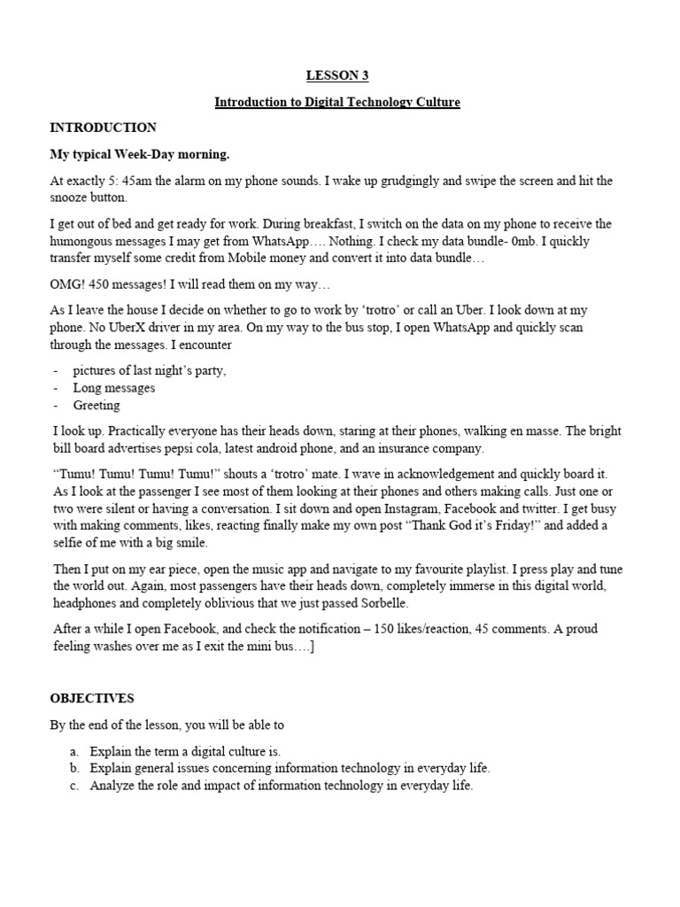 Lesson 2 - Digital Technology | PDF | Educational Technology | Computer ...