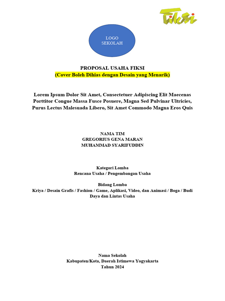 TEMPLATE PROPOSAL FIKSI SMA DIY 2024 | PDF