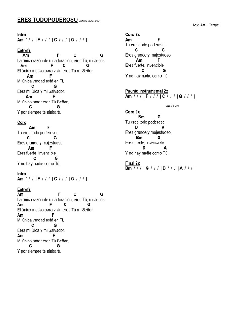 Eres Todopoderoso - Key - of - Am | PDF