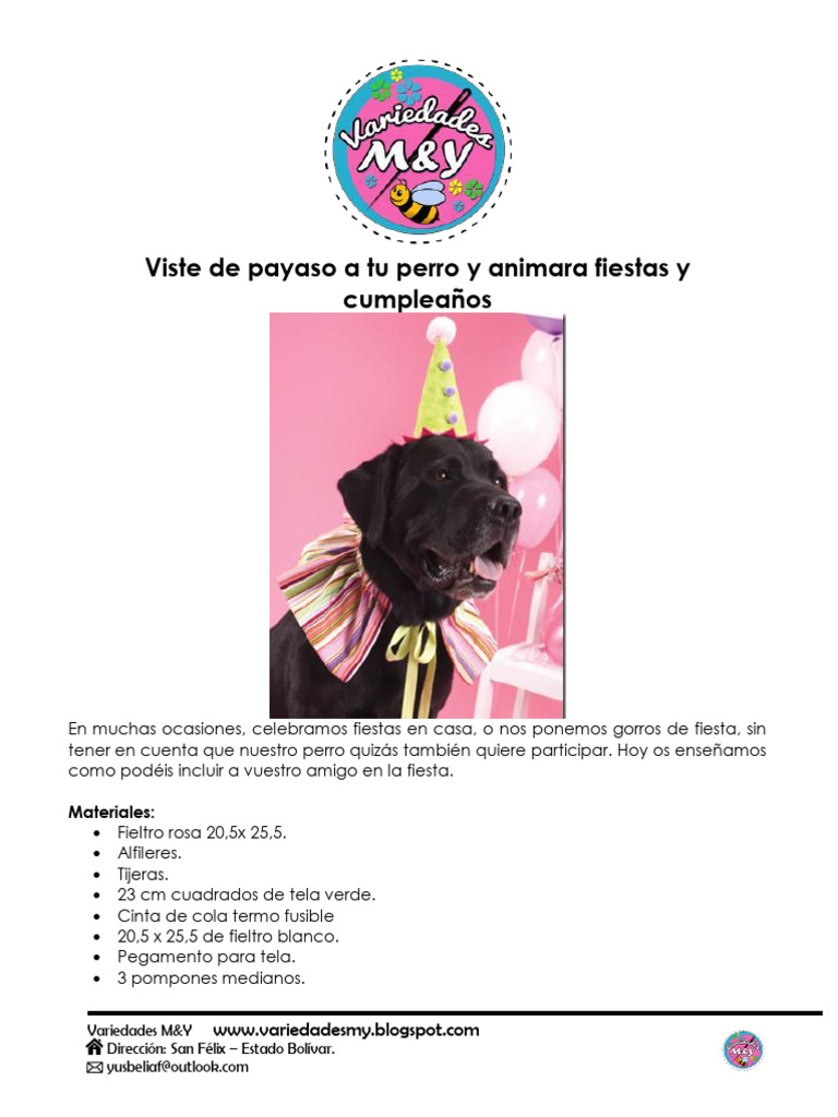 Disfraz de Payaso para Perros: Guía DIY | PDF | Ropa