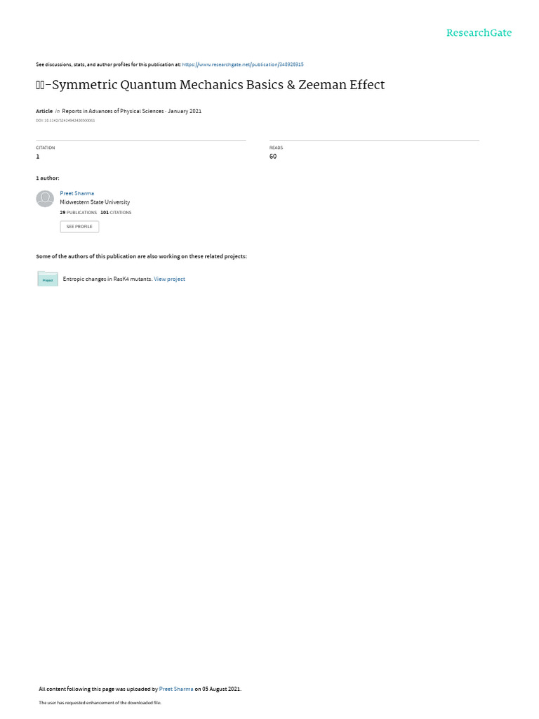 Symmetric Quantum Mechanics Basics Zeeman Effect | PDF | Quantum ...