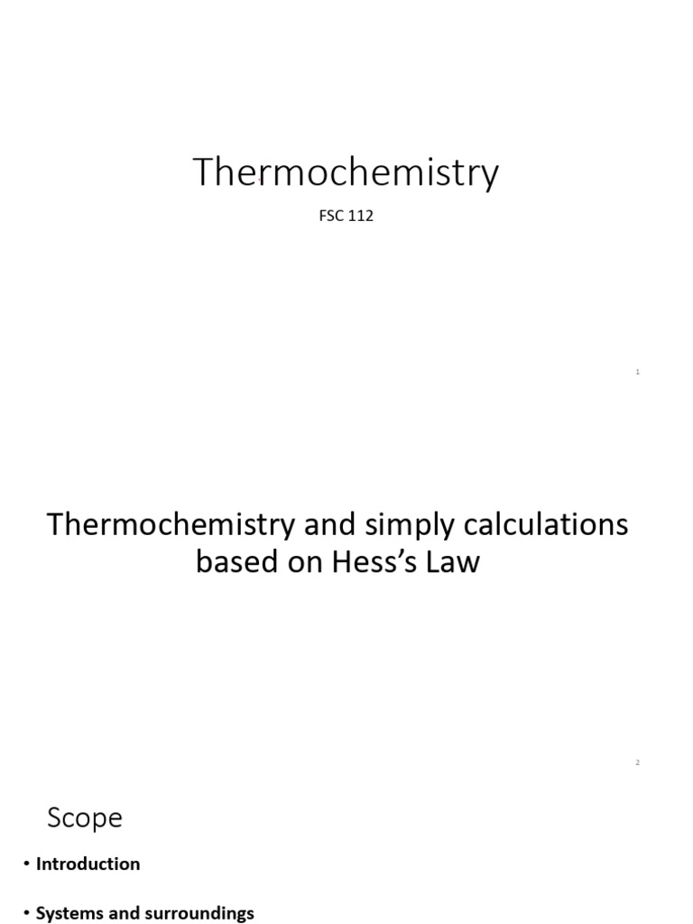 Thermochemistry Lecture 1 | PDF | Chemistry | Potential Energy