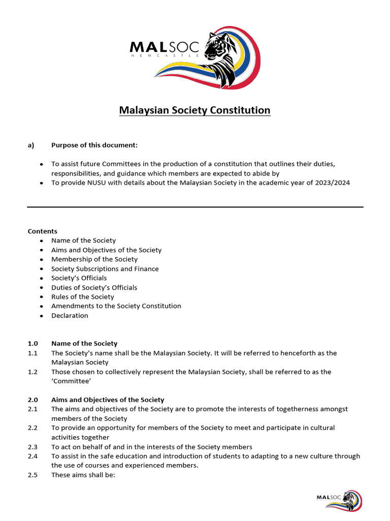 Society Constitution 23_24 | PDF | Government | Justice