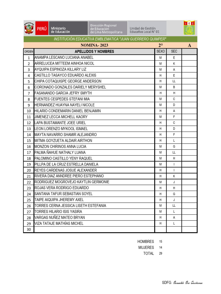 Listas 2023 Segundo | PDF