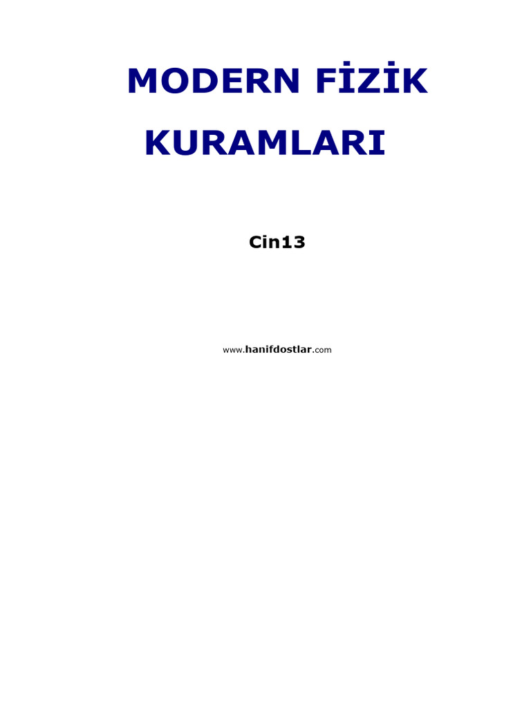 Modern Fizik Kuramlari | PDF