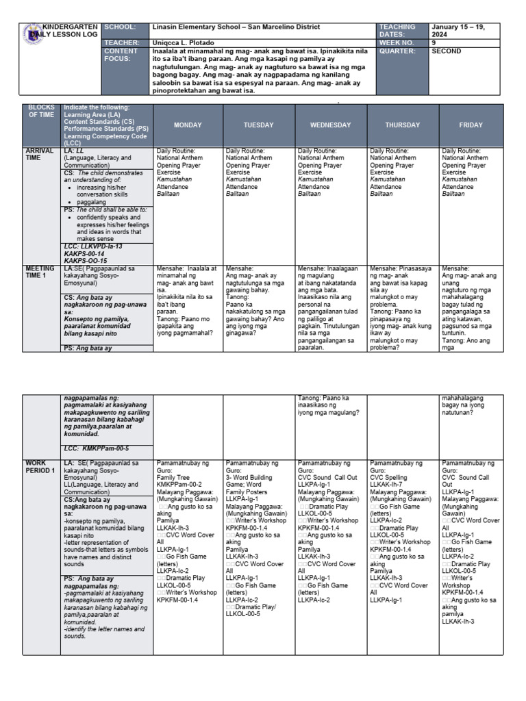 DLL Kinder Q2 W9 | PDF
