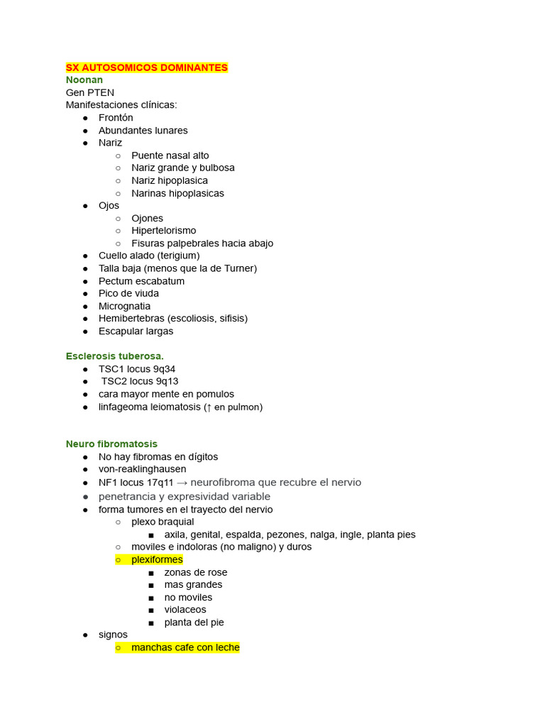 Síndromes Genéticos Autosómicos Dominantes | PDF | Anatomía | Medicina ...