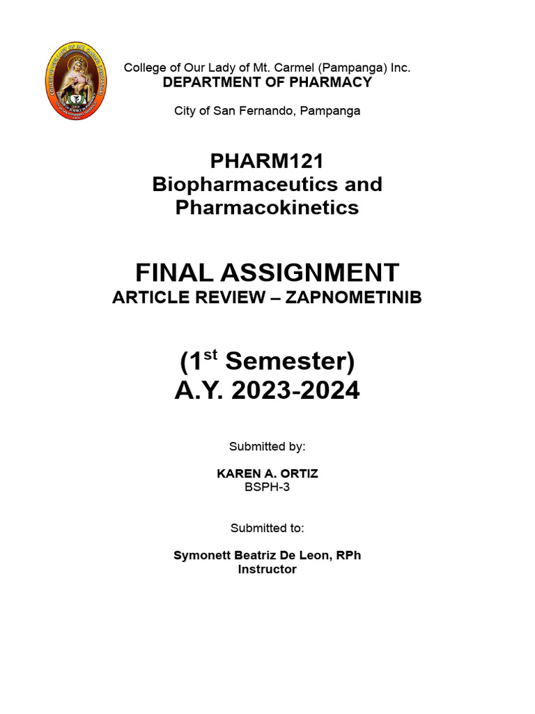 Final Assignment | PDF | Pharmacokinetics | Phases Of Clinical Research