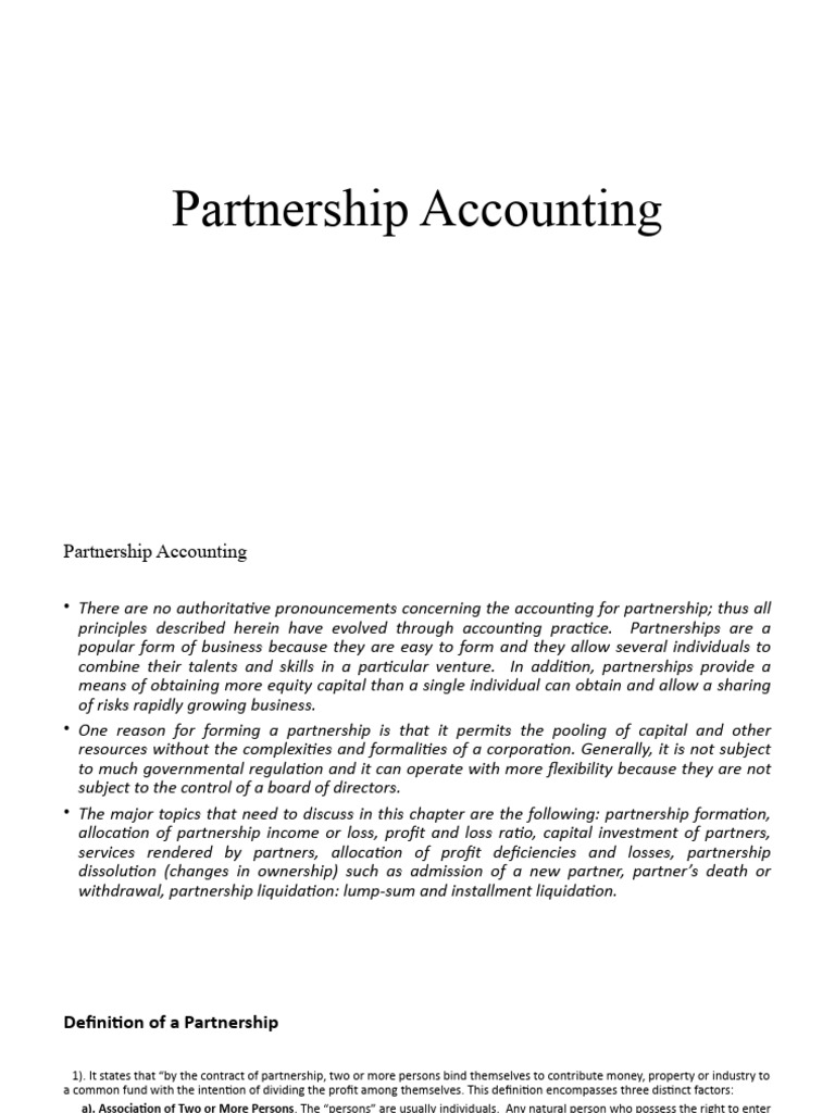 Partnership Accounting | PDF | Partnership | Goodwill (Accounting)